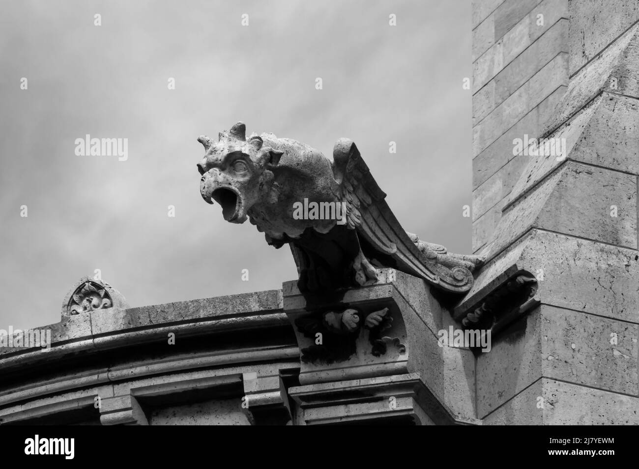 close up of gargoyle on Basilica of the Sacred Heart in Paris Stock ...