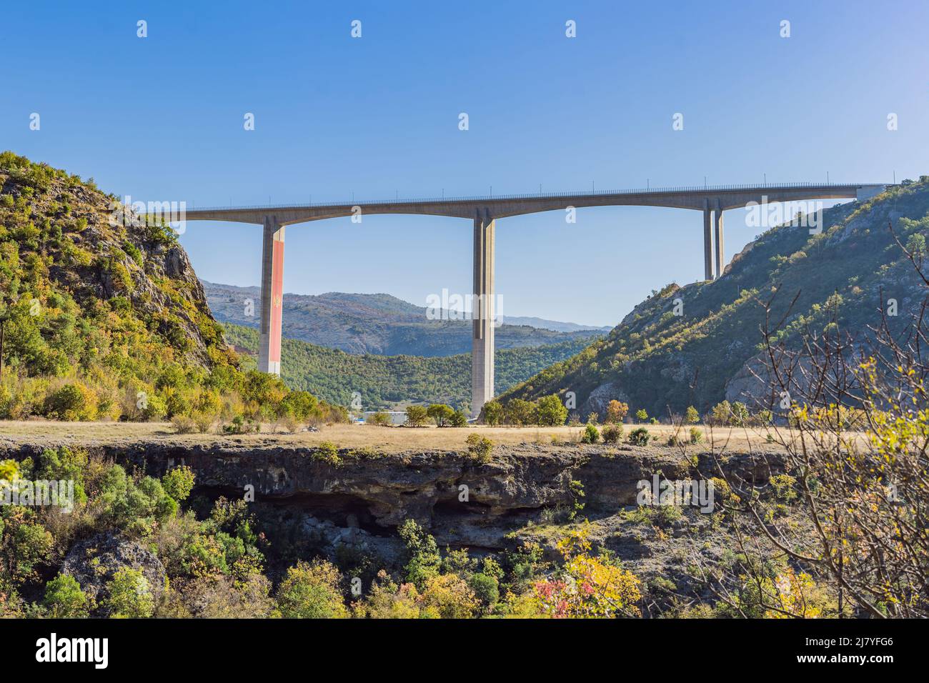 Montenegro. Bridge Moracica. Reinforced concrete bridge across the ...