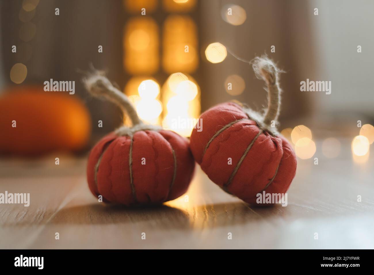 Handmade cozy fabric pumpkins for autumn decoration. Home autumn decor ...