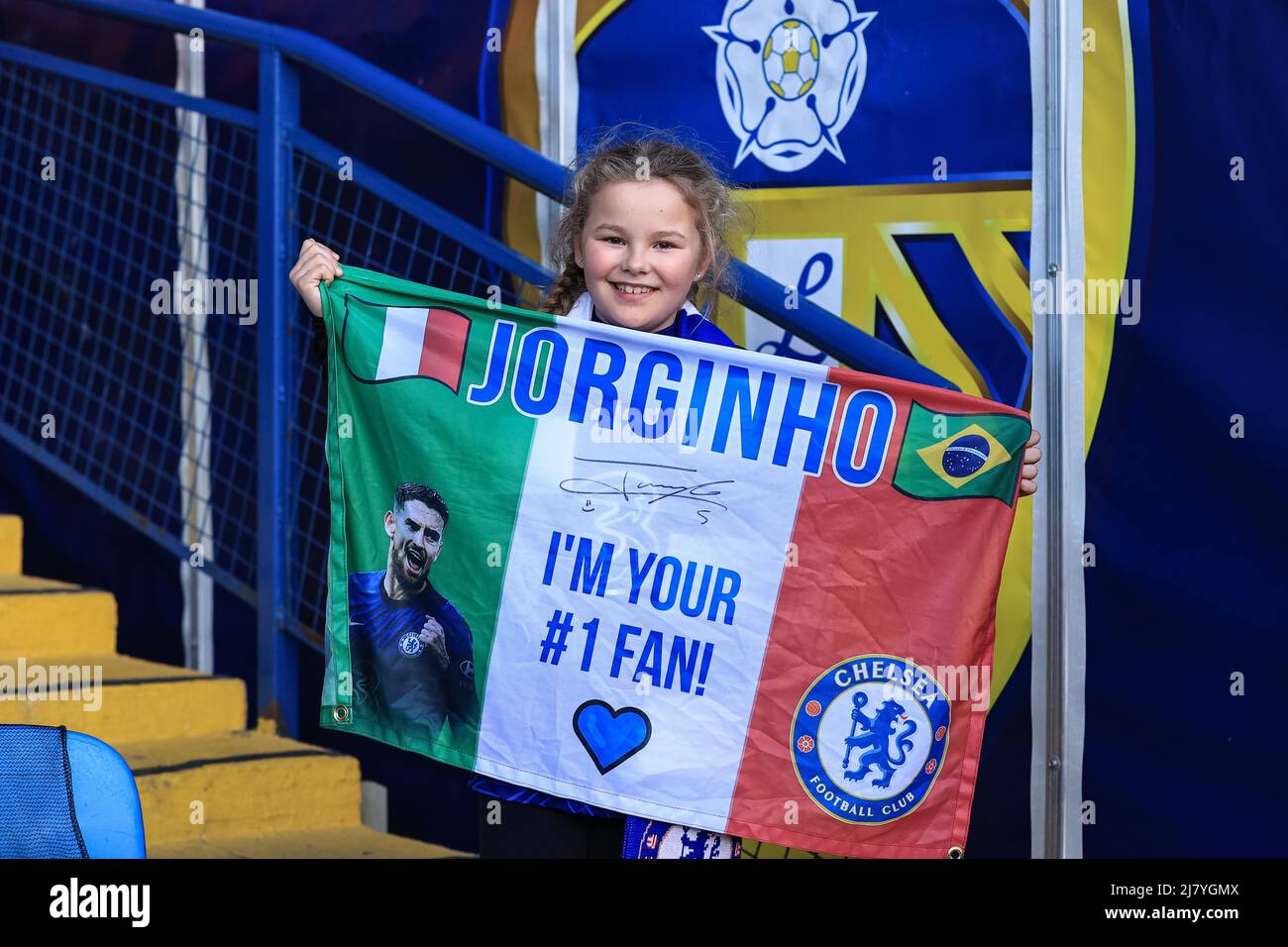 A young Chelsea fan with a Jorginho #5 of Chelsea flag Stock Photo - Alamy