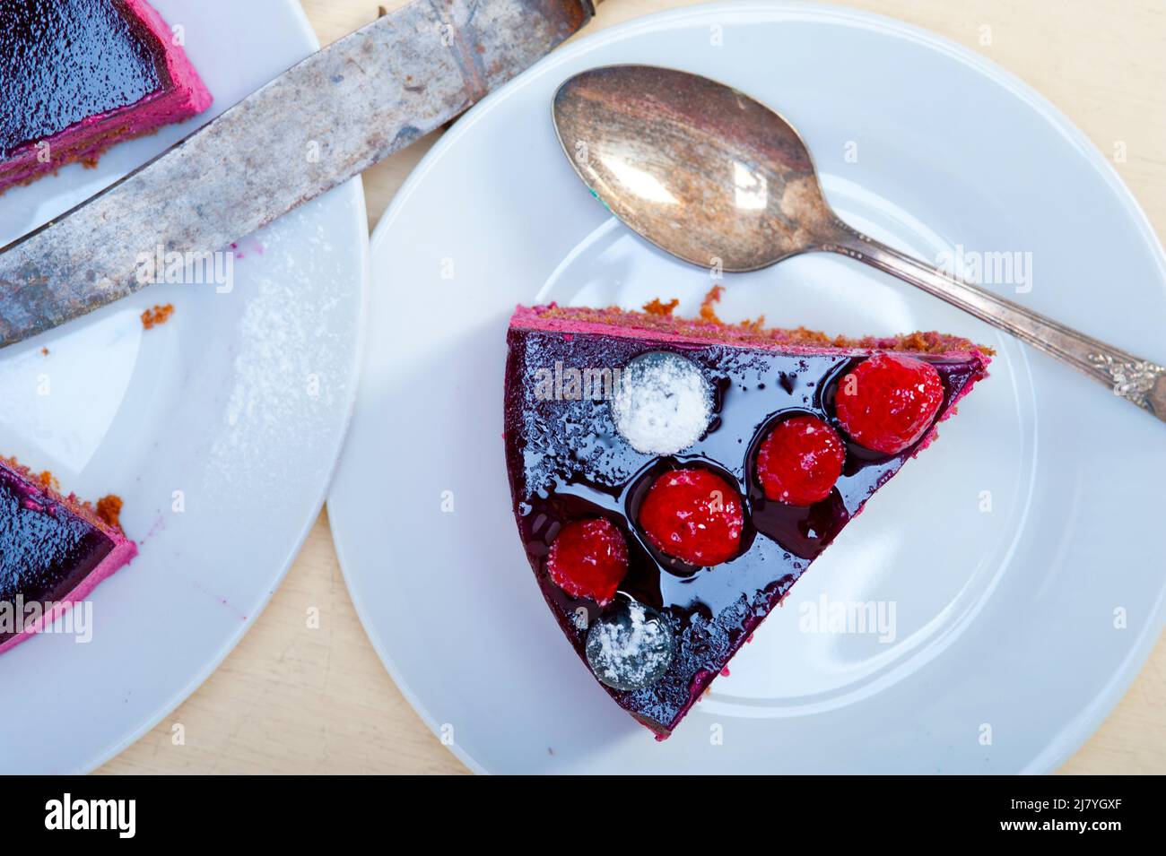 blueberry and raspberry cake mousse dessert with spice Stock Photo - Alamy