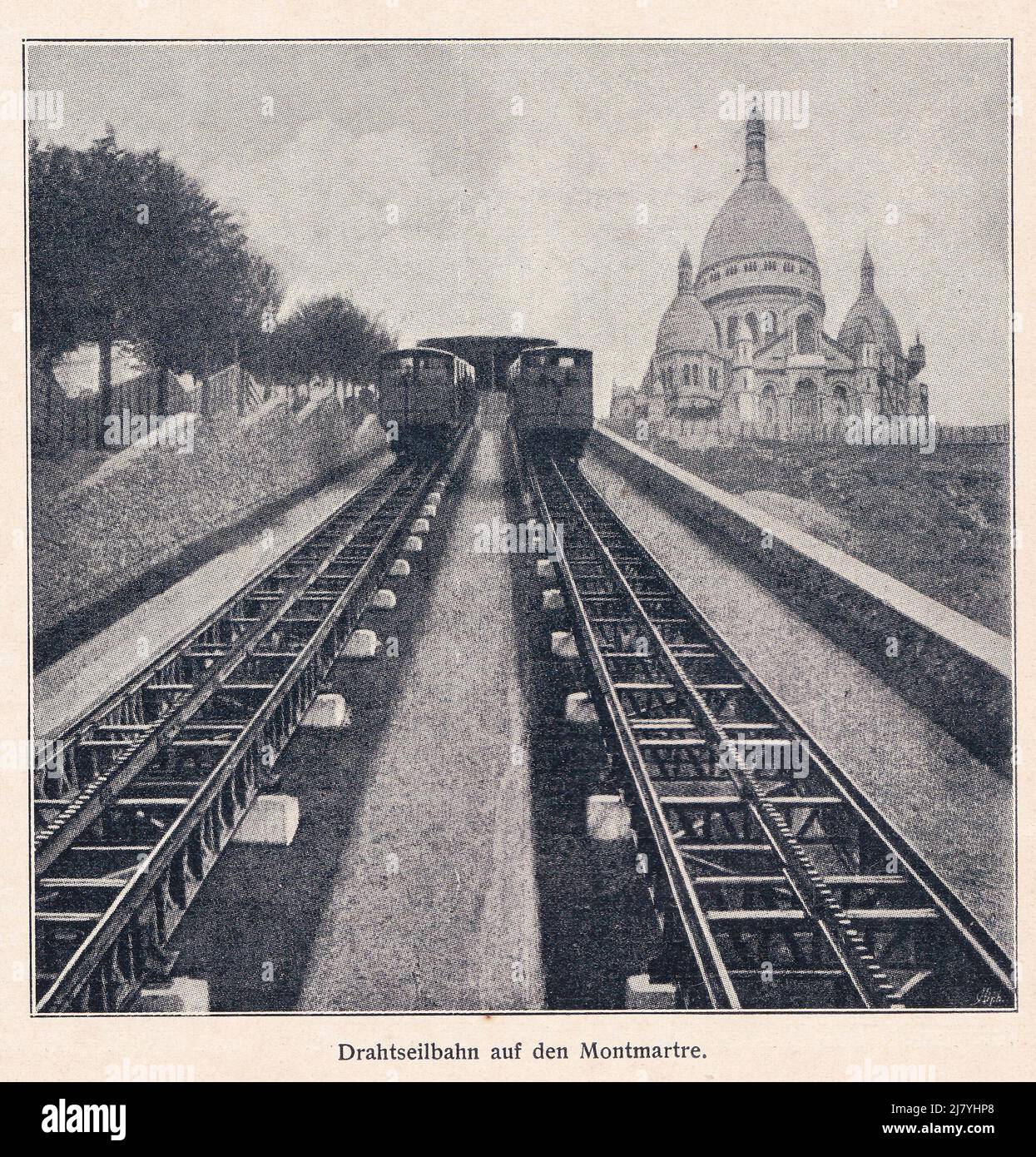 cable car in montmartre picture from old magazine 1900 Stock Photo - Alamy