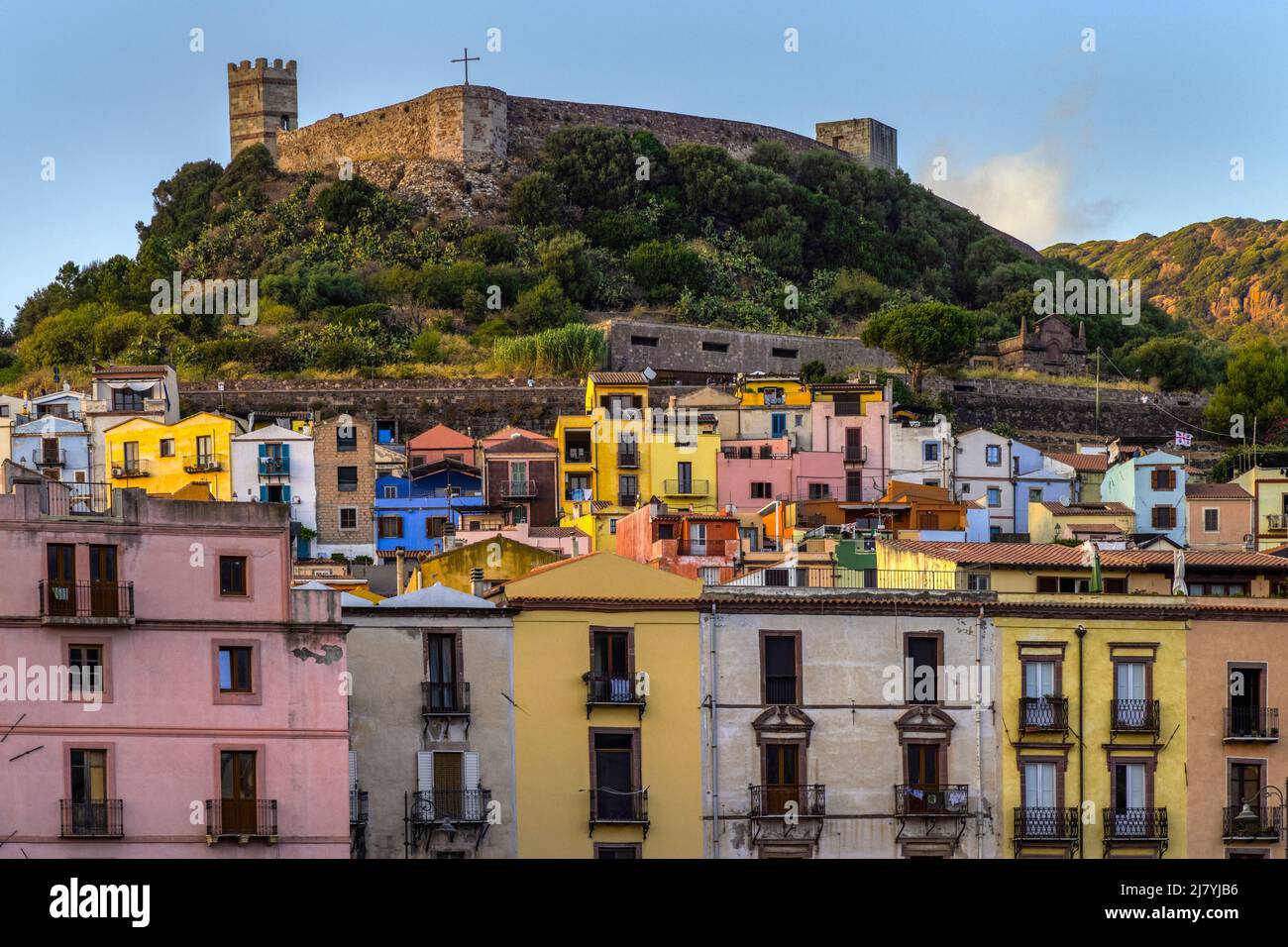 Italy Sardinia Bosa view with castle Malaspina Stock Photo - Alamy