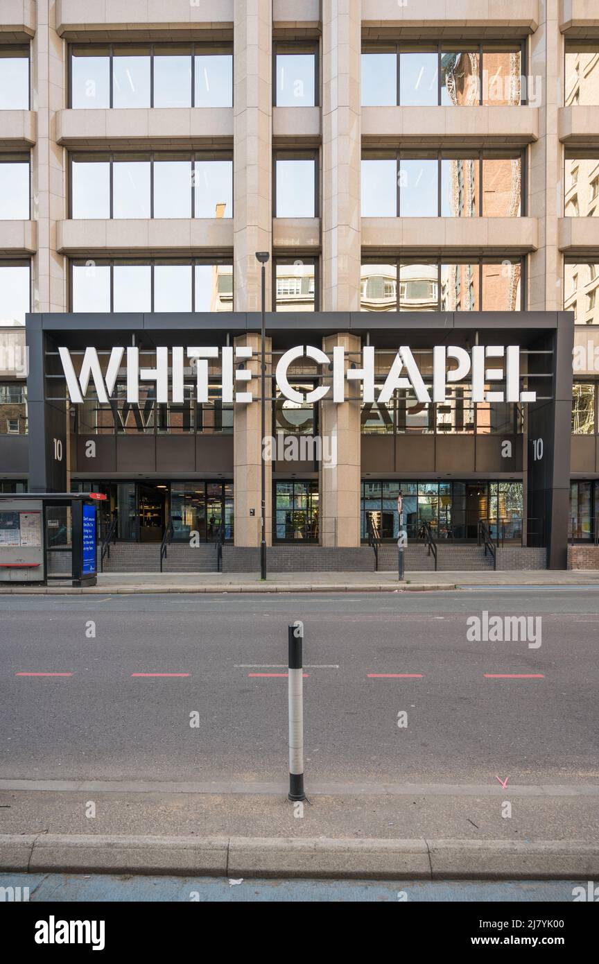 Exterior and main entrance of The White Chapel Building in Whitechapel ...