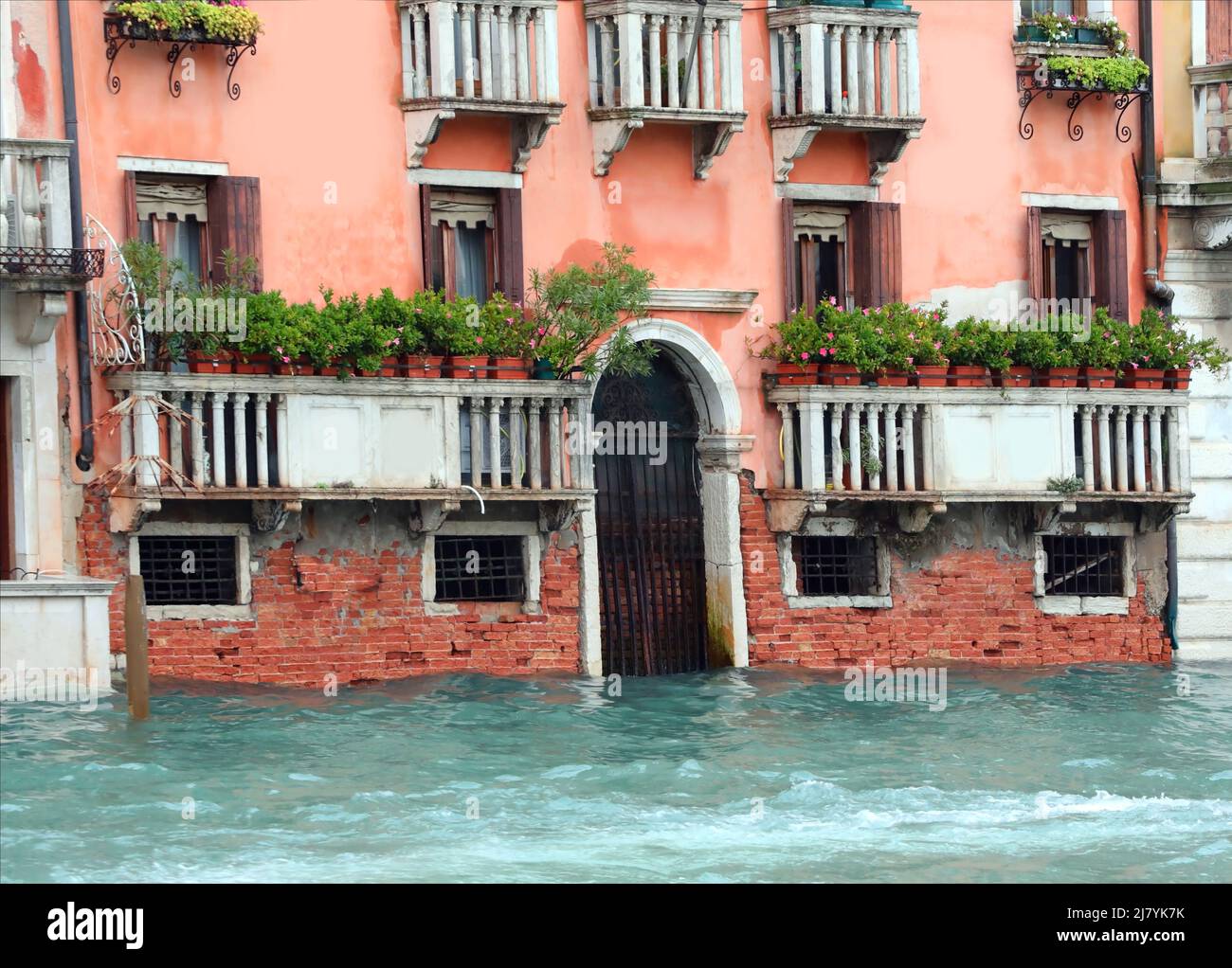 ancient palace with flooded gate during terrible flood on the island of ...