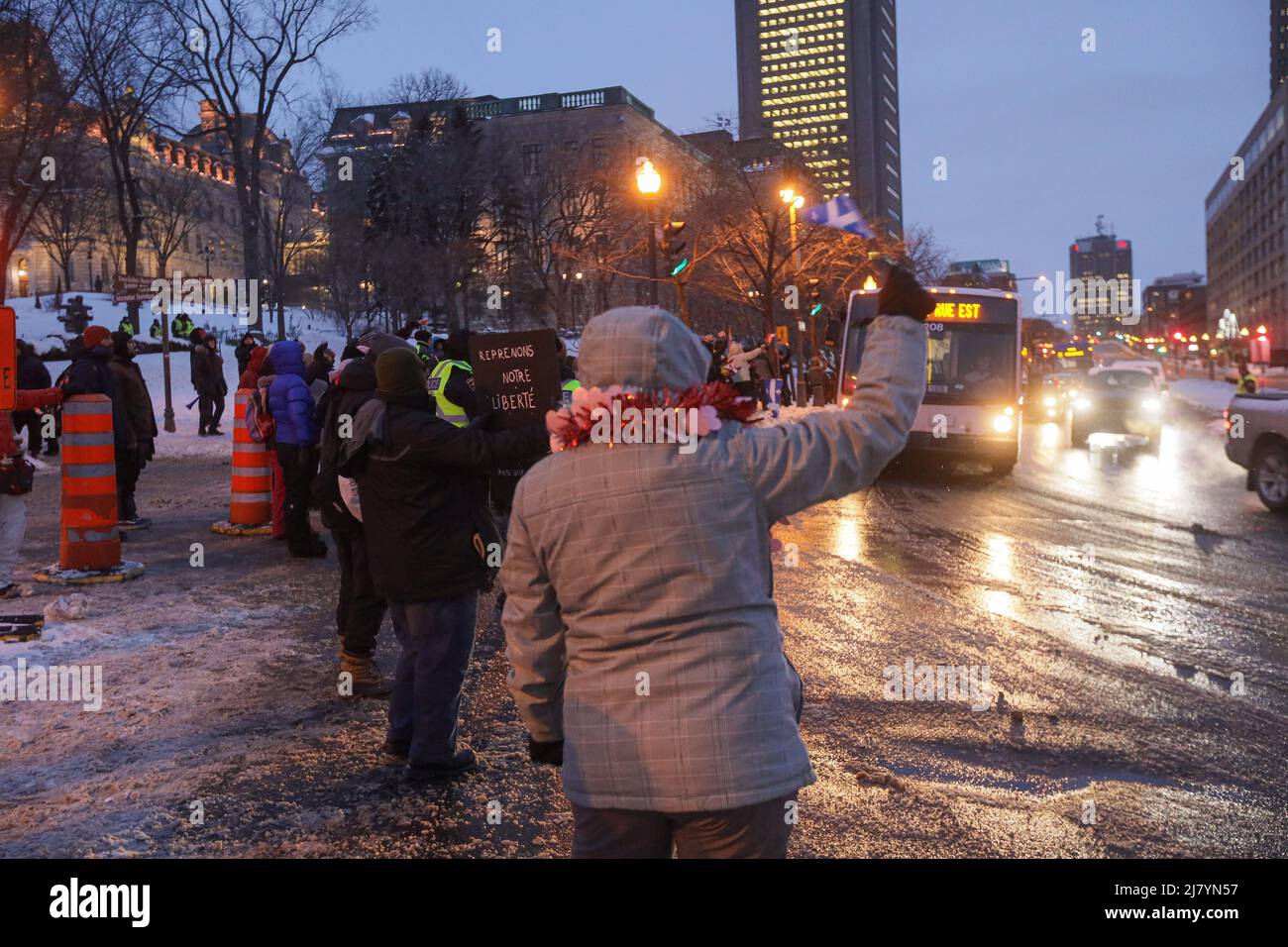 Protesters take part into the "convoie de la liberte" (freedom convoy ...