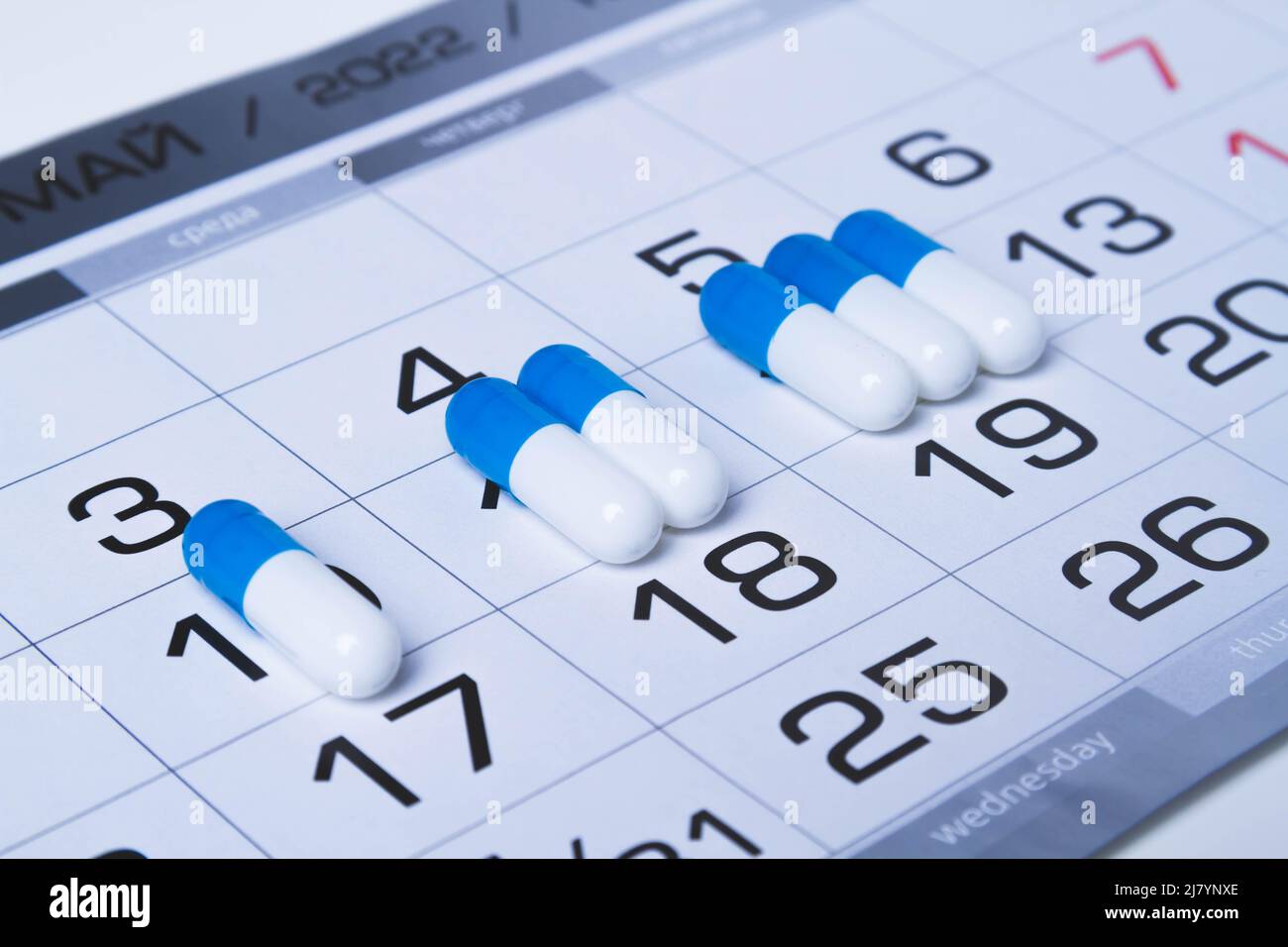 Medication course. Treatment schedule. Tablets and calendar. period of ...