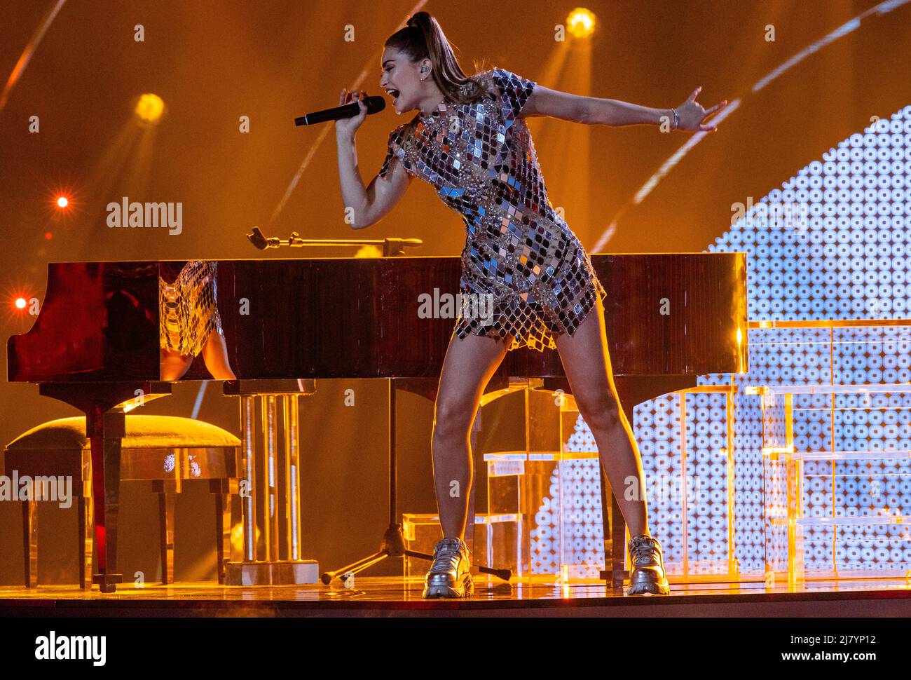 Turin, Italy. 11th May, 2022. Emma Muscat from Malta sings her song "I ...