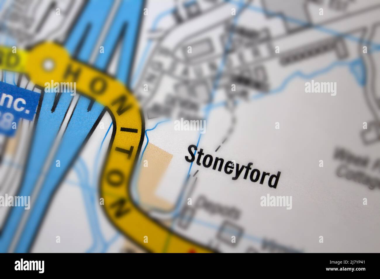 Stoneyford village - Devon, United Kingdom colour atlas map town name ...