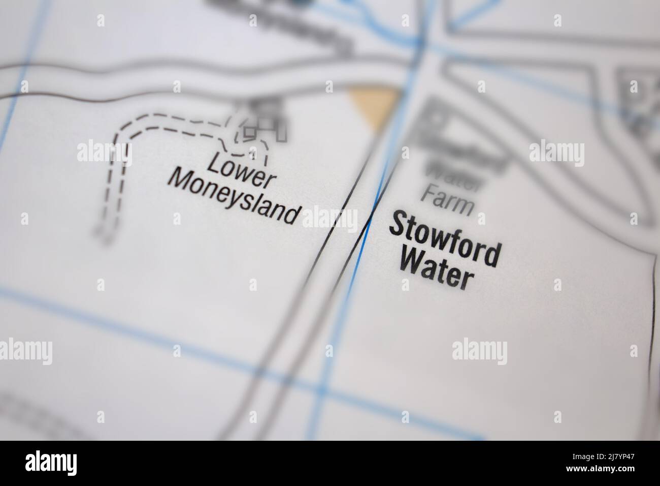 Stowford Water village - Devon, United Kingdom colour atlas map town ...