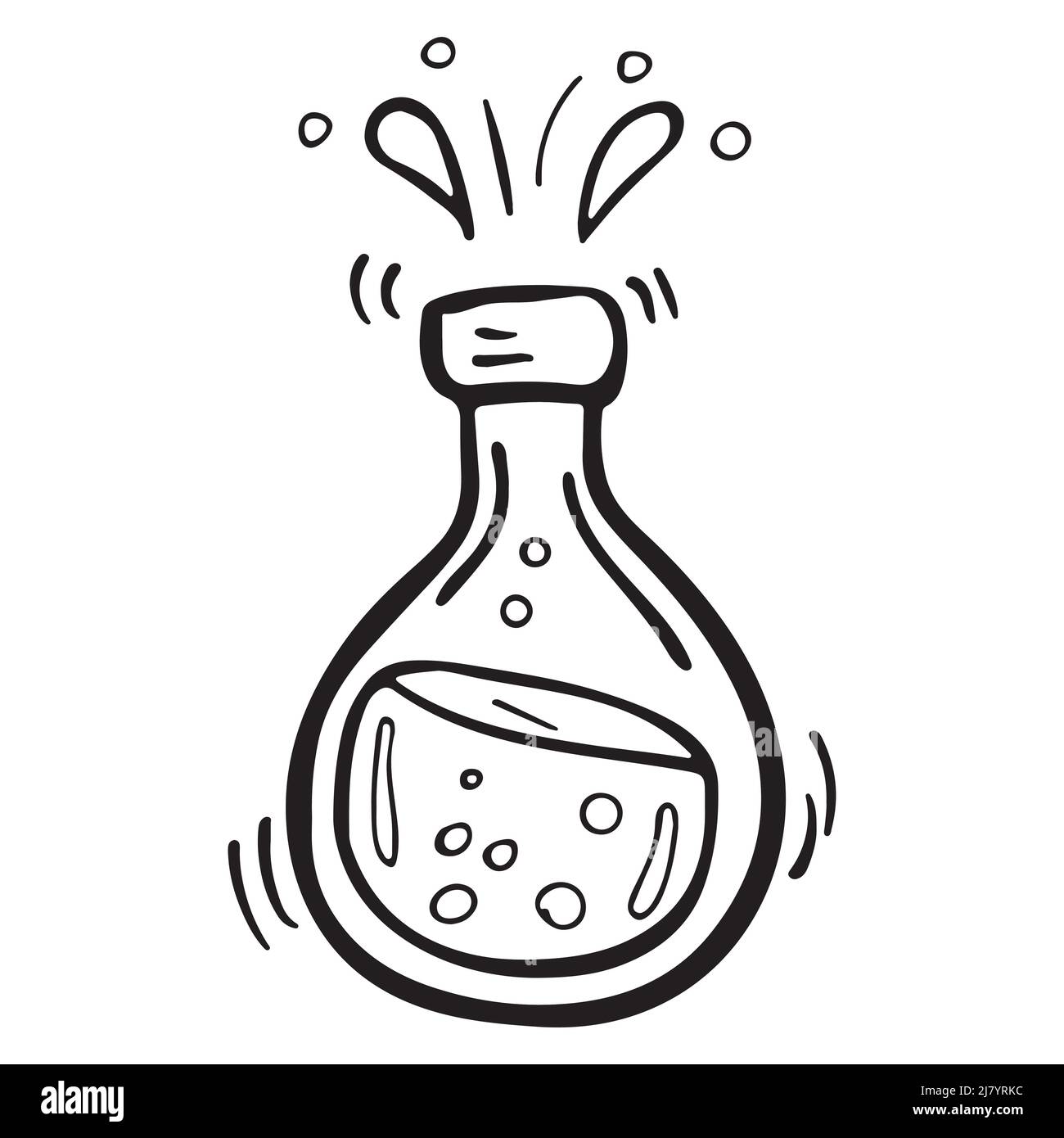 Vector doodle bottle of magic potion. Witchcraft glass bottle. Alchemy ...