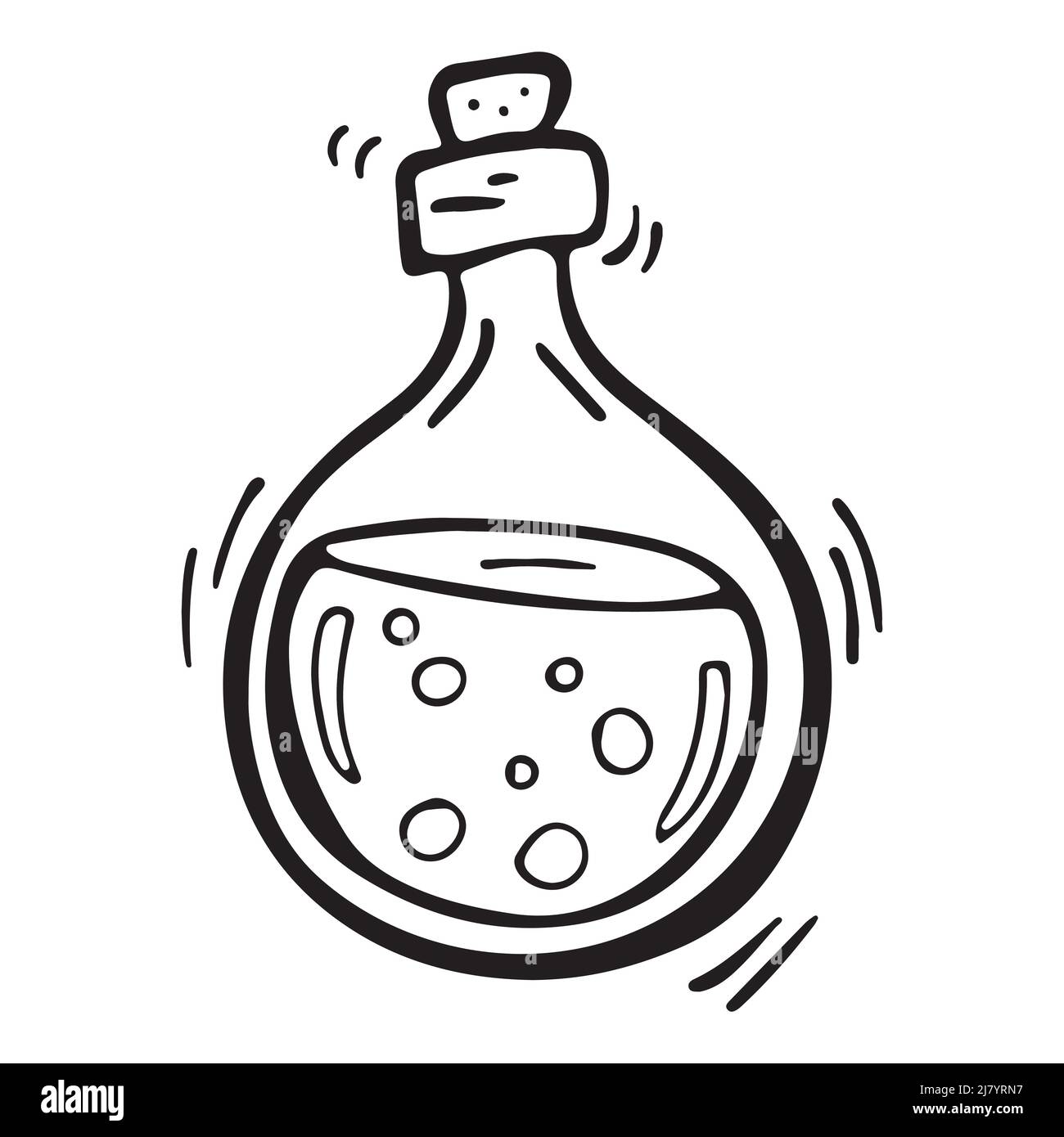 Vector doodle bottle of magic potion. Witchcraft glass bottle. Alchemy ...