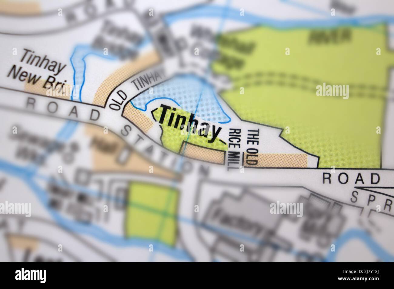 Tinhay village - Devon, United Kingdom colour atlas map town name Stock ...