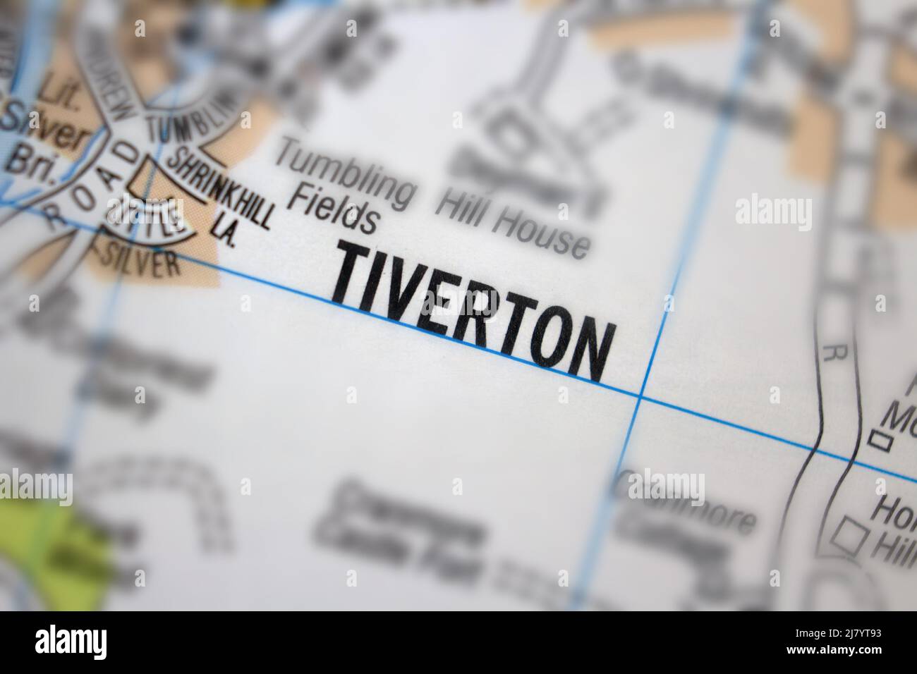 Tiverton - Devon, United Kingdom colour atlas map town name Stock Photo ...
