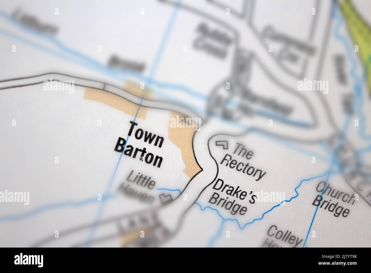 Town Barton village - Devon, United Kingdom colour atlas map town name ...