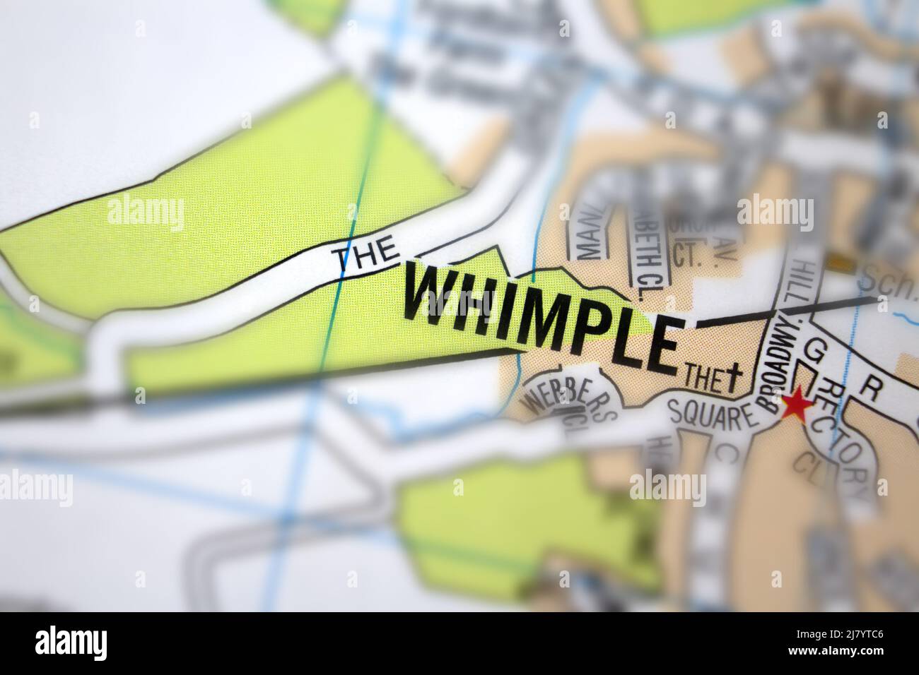 Whimple village - Devon, United Kingdom colour atlas map town name ...