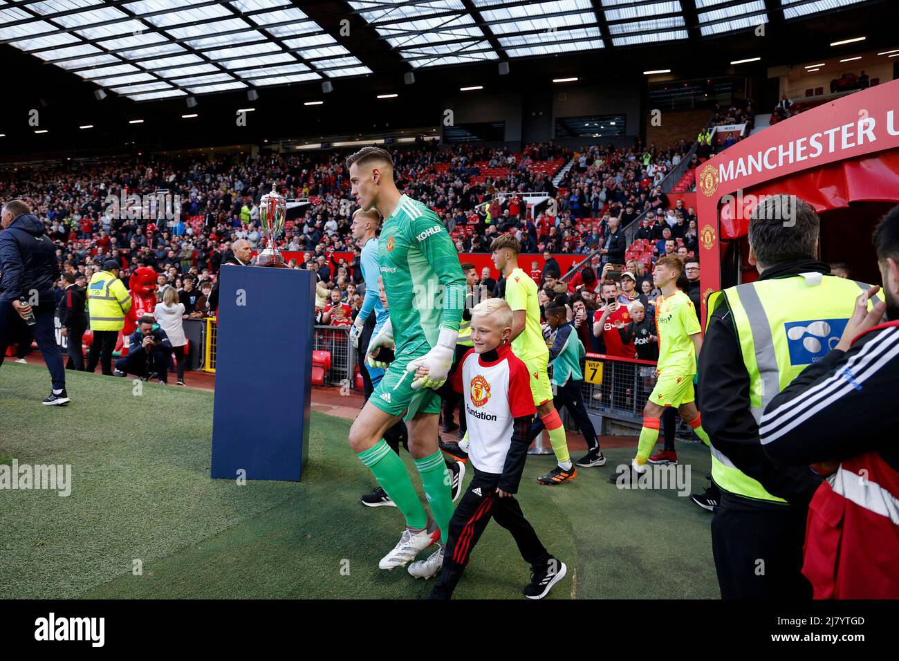 Manchester United goalkeeper Radek Vitek leads out his team ahead of ...