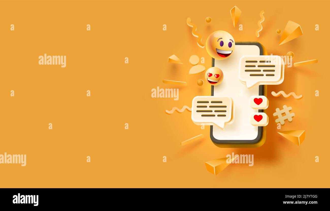 Smart phone message chat, like social people, web banner background ...
