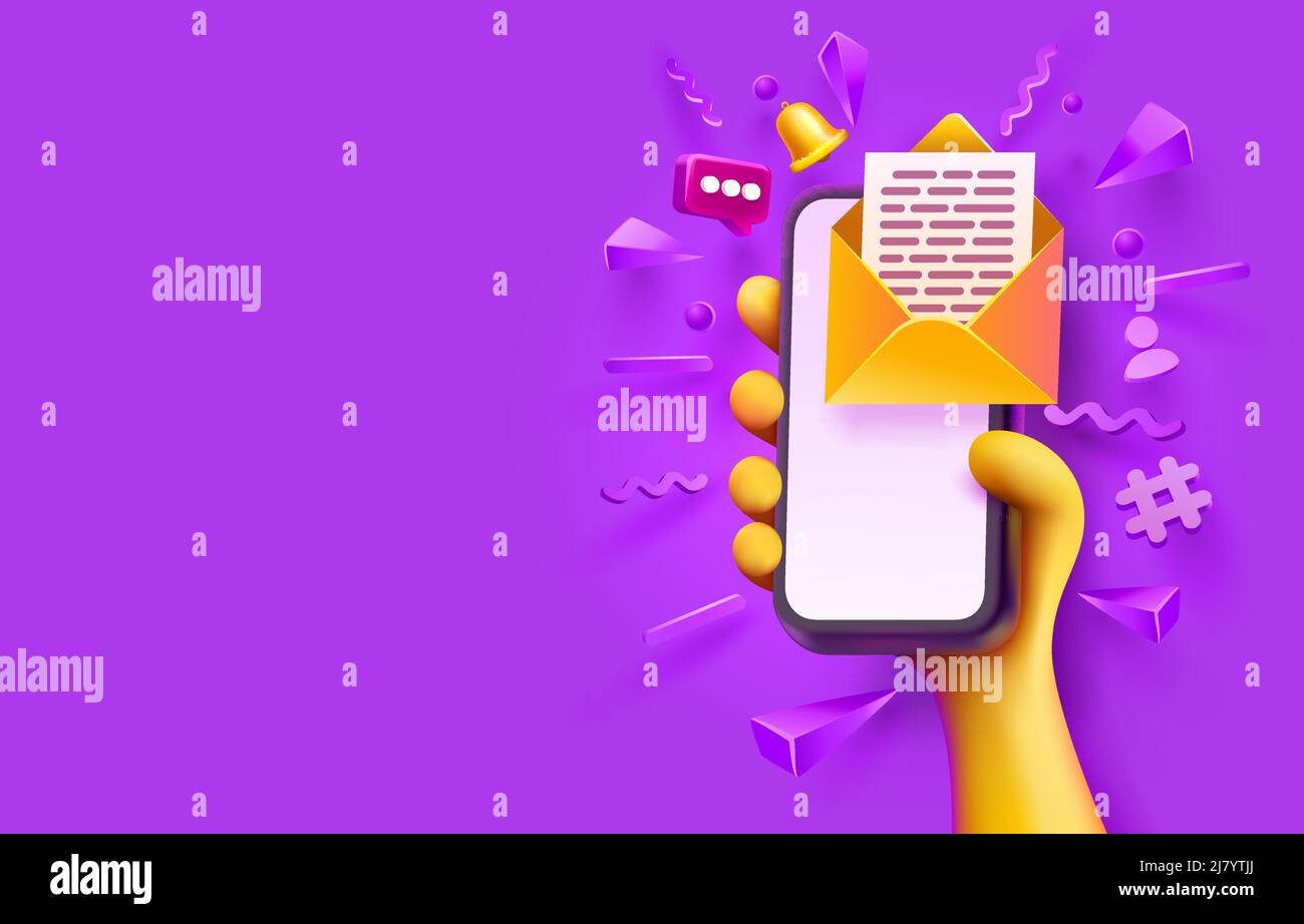 letter smart phone, web message mobile email. Vector illustration Stock ...