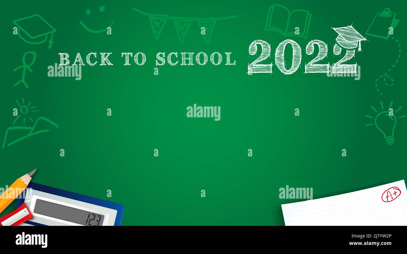 Back to School 2022 creative banner. Class blackboard and chalk ...