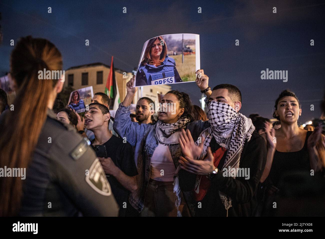 Haifa, Israel. 11th May, 2022. Demonstrators take part in a protest to ...