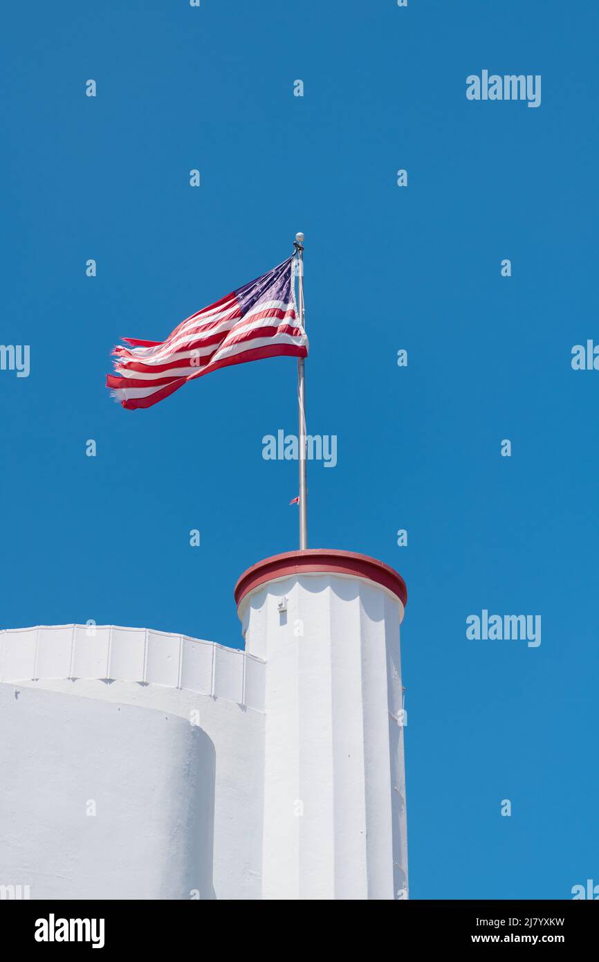 american national flag on top of building. independence day Stock Photo ...
