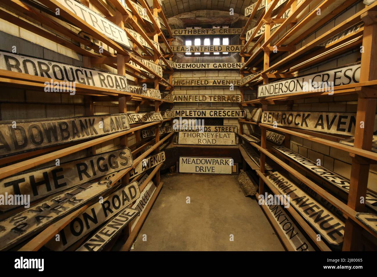 Ayr Town Hall, Ayr, Ayrshire, Scotland. UK. Old street signs stored in ...