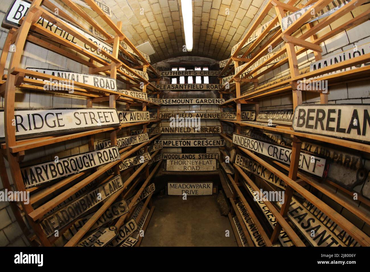 Ayr Town Hall, Ayr, Ayrshire, Scotland. UK. Old street signs stored in ...