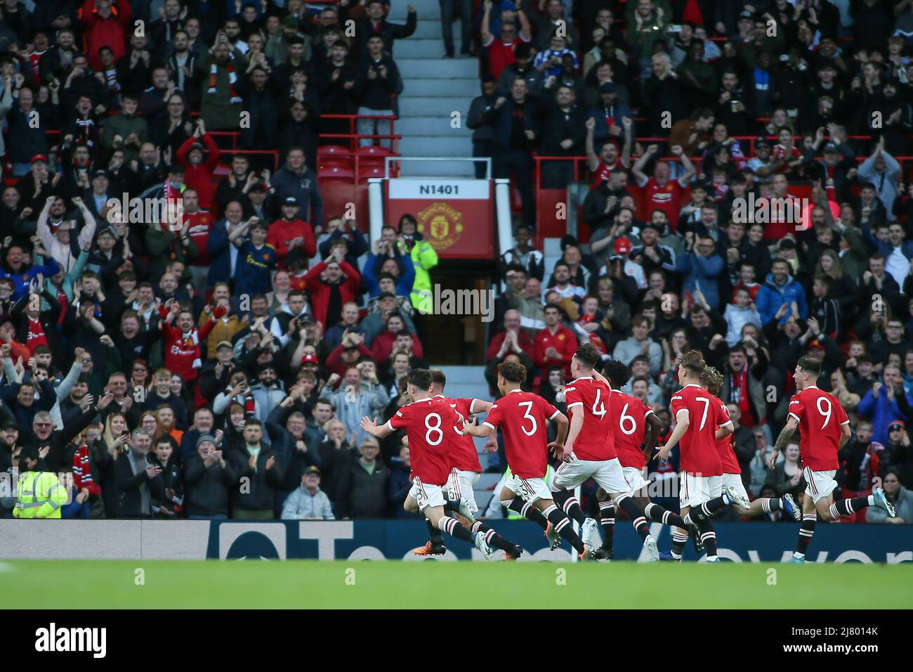Rhys Bennett #5 of Manchester United celebrates opening the scoring ...