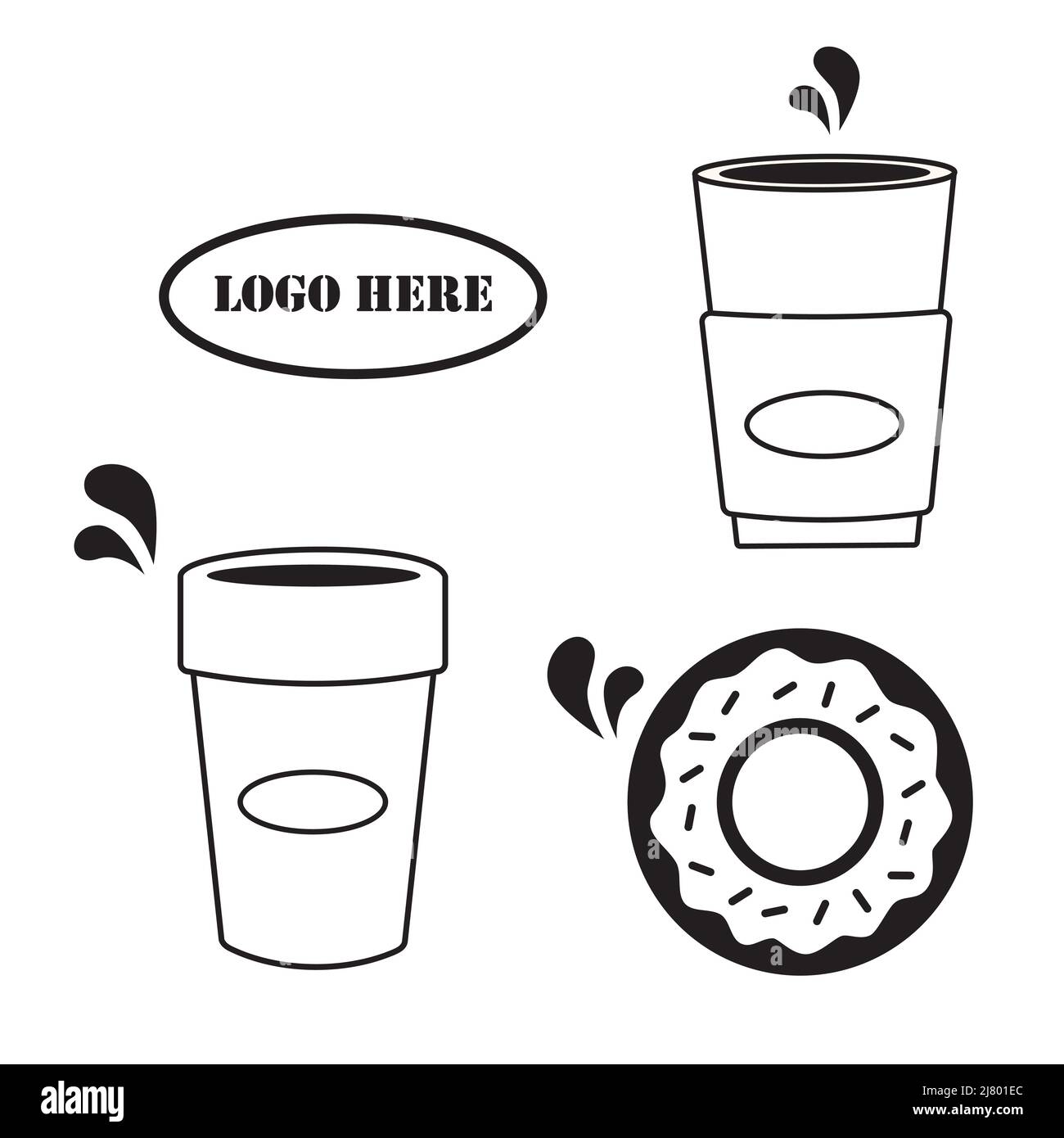 Food beverage linear icons Cut Out Stock Images & Pictures - Alamy