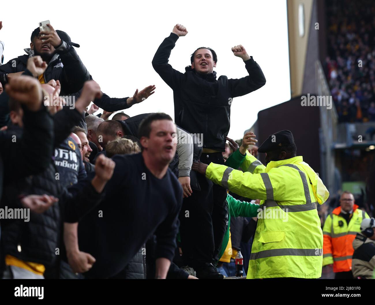 Wolverhampton, England, 11th May 2022. Wolves fans taunt the Manchester ...