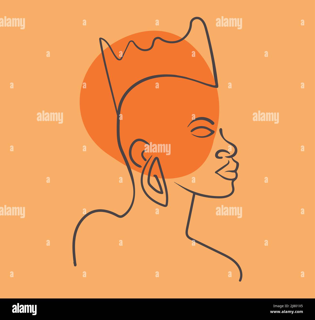 Outline portrait of beautiful African tribal woman Stock Vector Image ...