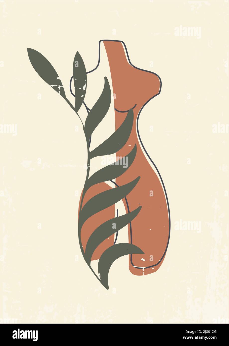 Abstract woman body, minimalist printable wall art Stock Vector Image ...