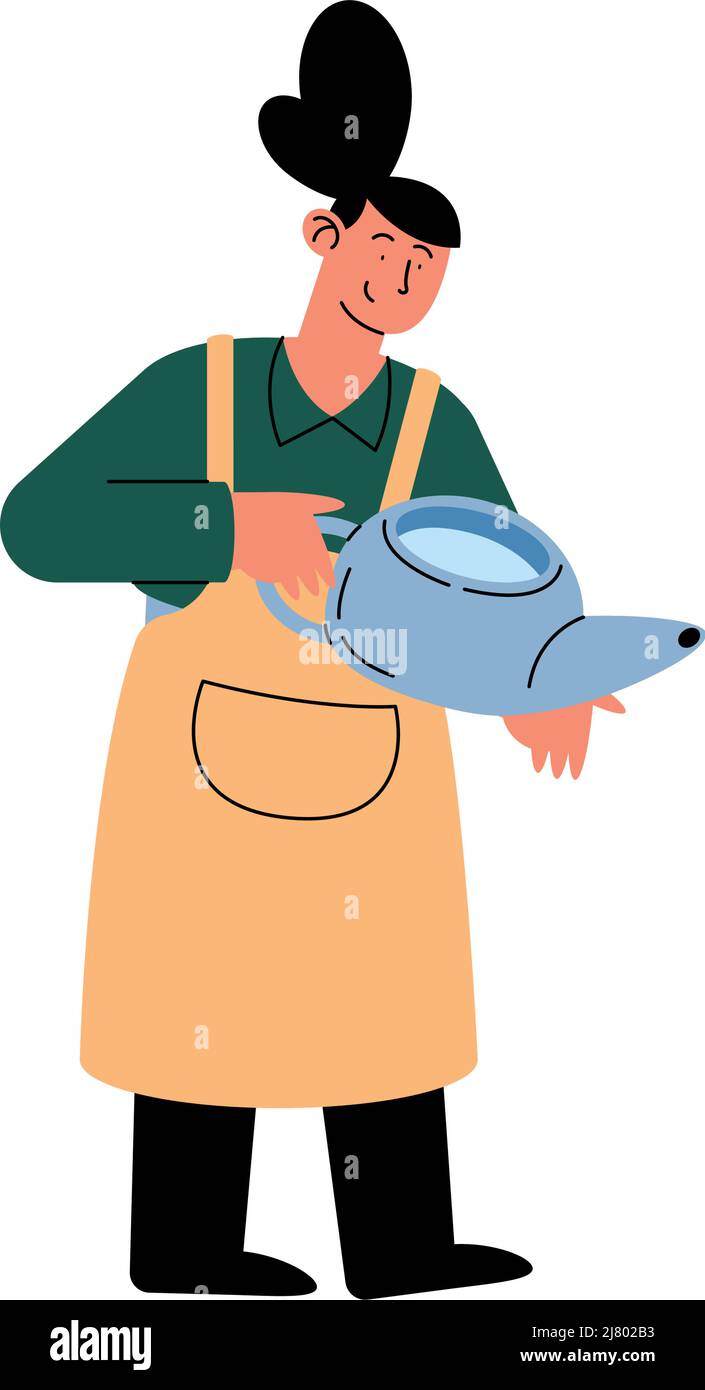 female farmer with sprinkler pot character Stock Vector Image & Art - Alamy