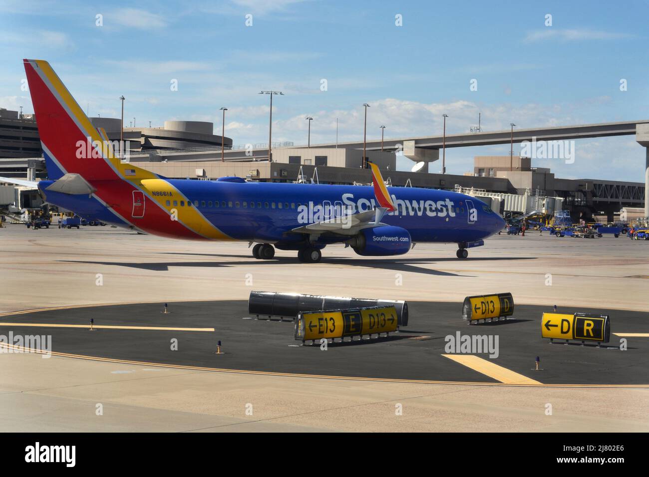 A Southwest Airlines Boeing 737 passenger plane taxis at Phoenix Sky ...