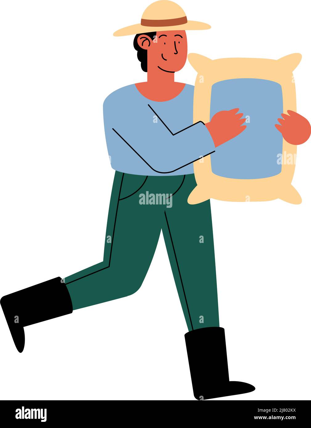farmer lifting sack worker character Stock Vector Image & Art - Alamy