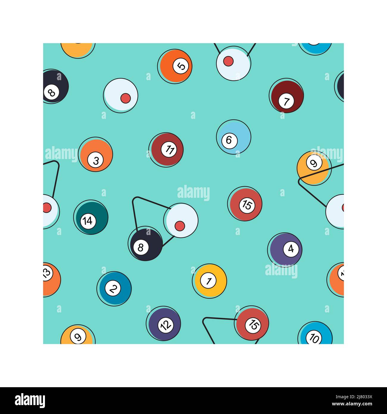 Vector flat sport illustration. Billiards seamless pattern Stock Vector ...