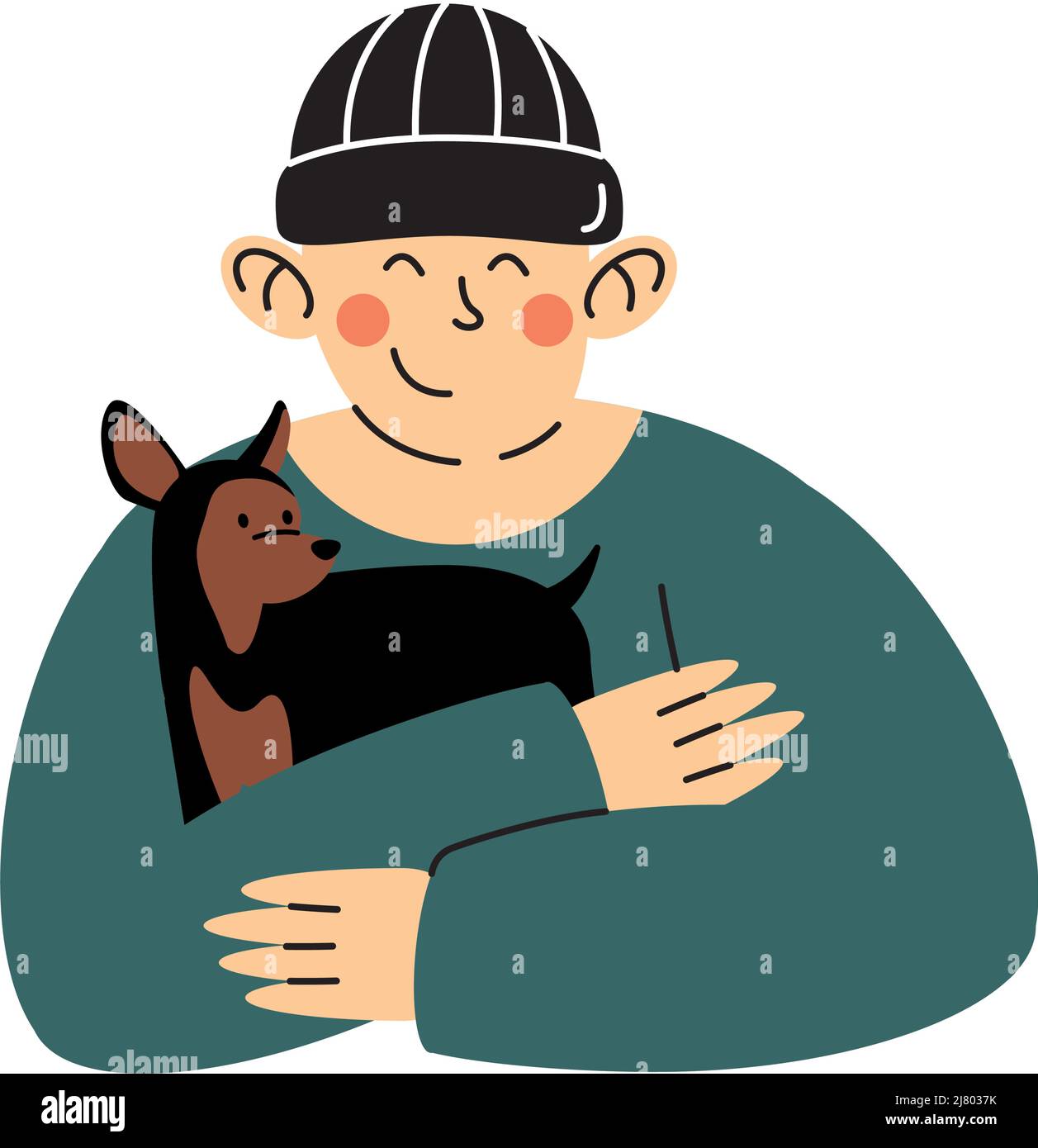 Man hugging dog Stock Vector Images - Alamy