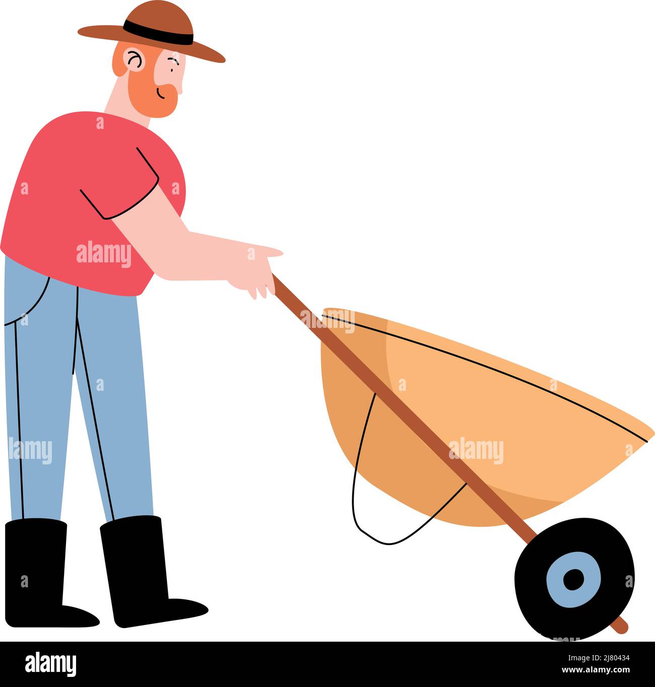 farmer working with wheelbarrow character Stock Vector Image & Art - Alamy