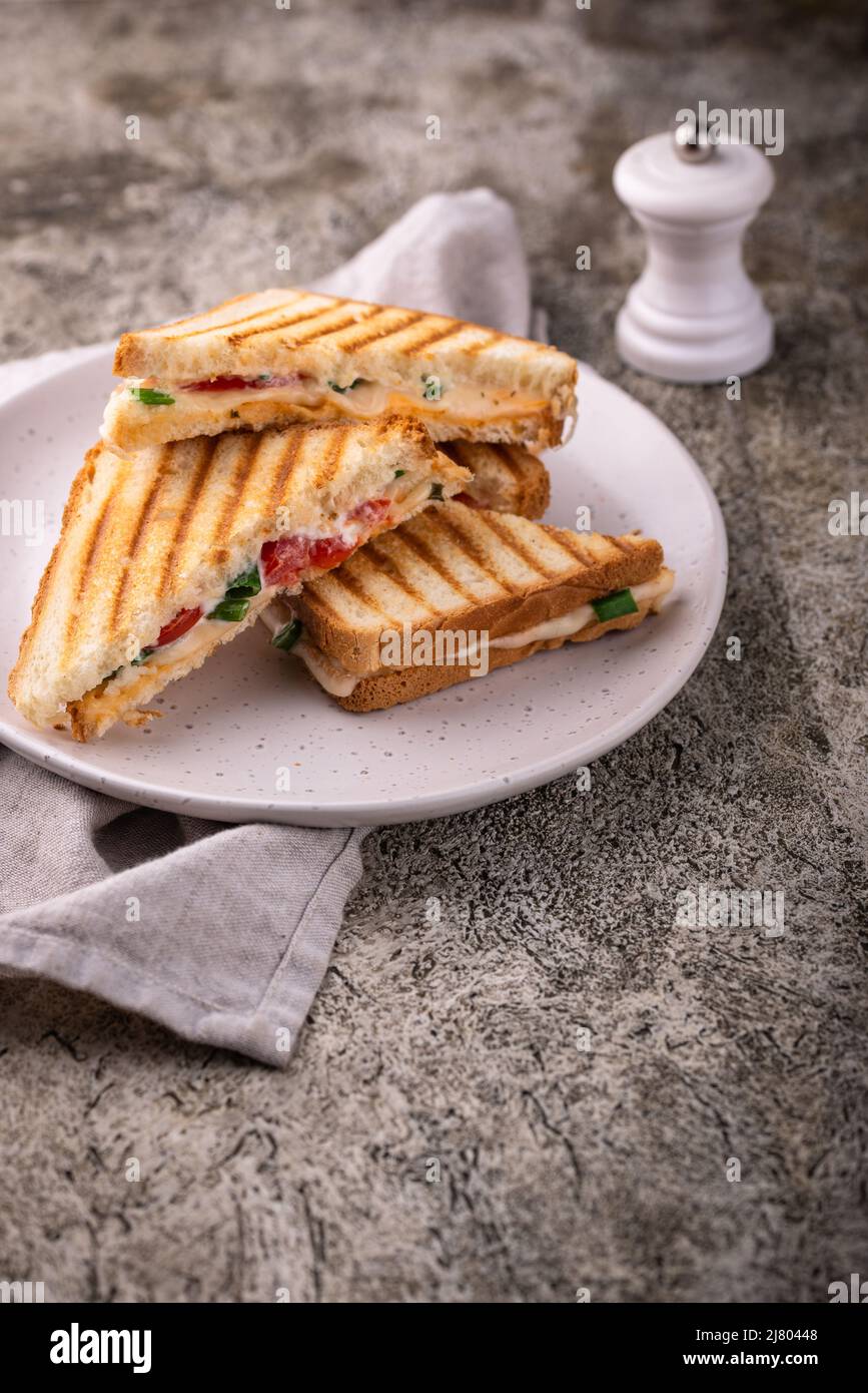 Grilled homemade sandwiches with cheese Stock Photo - Alamy