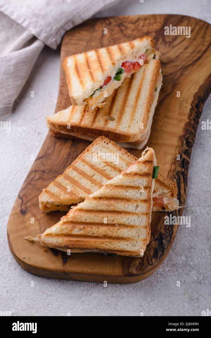 Grilled homemade sandwiches with cheese Stock Photo - Alamy