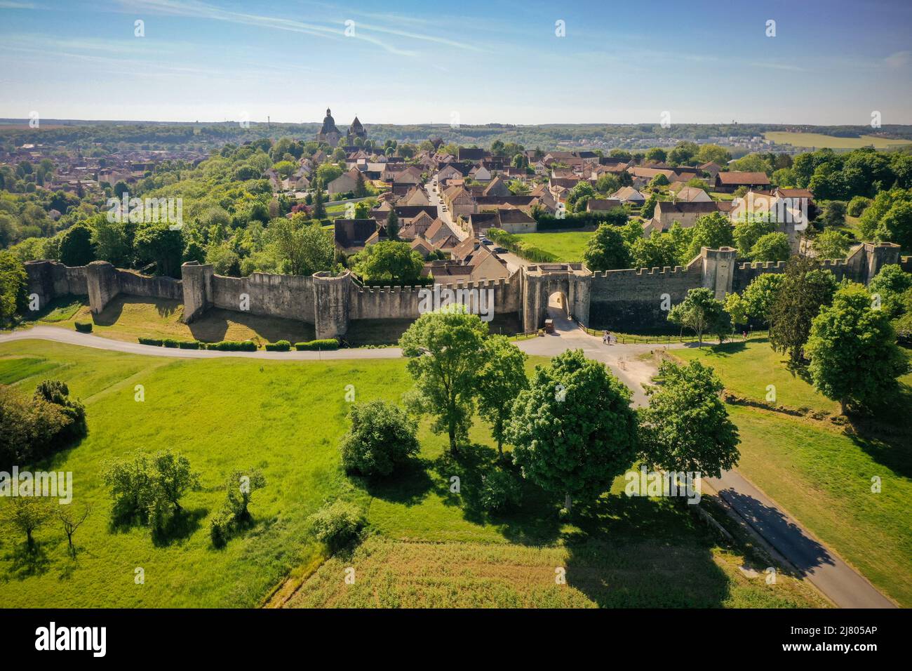 view of the medieval city of Provins in Seine et Marne in France which ...