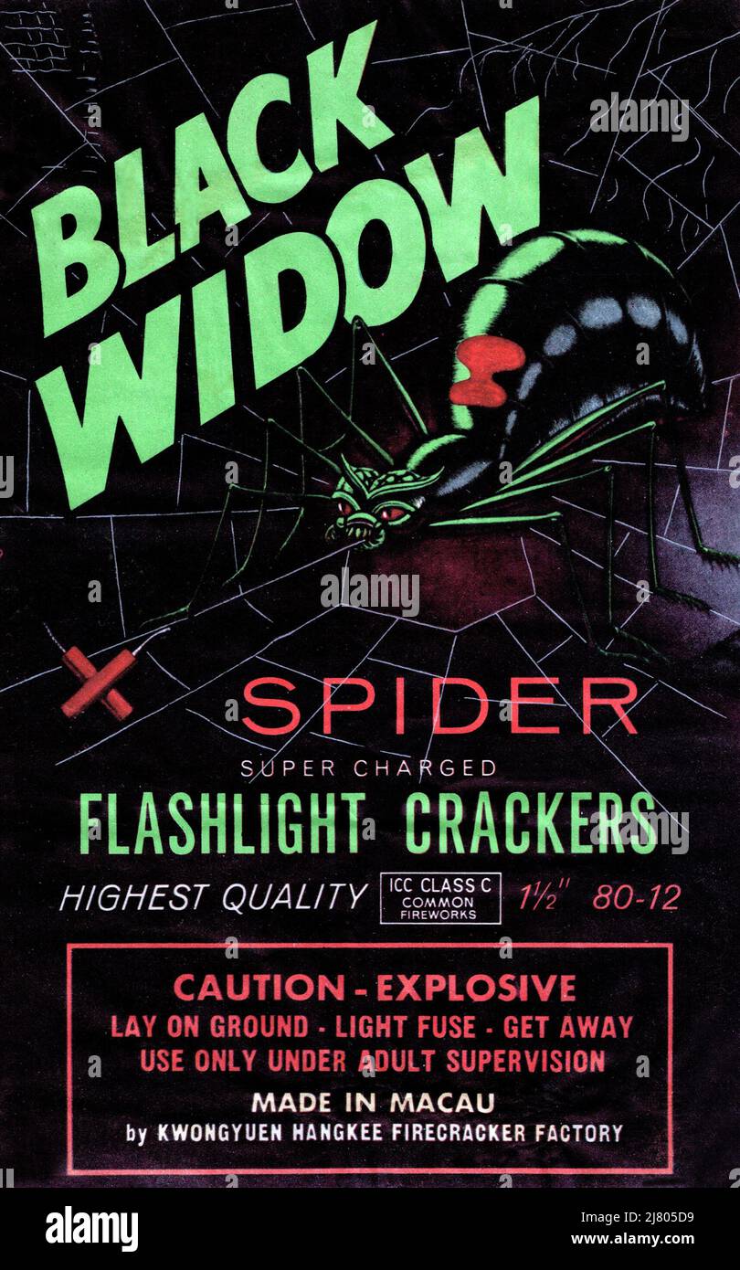 Black Widow Spider Flashlight Crackers Stock Photo - Alamy