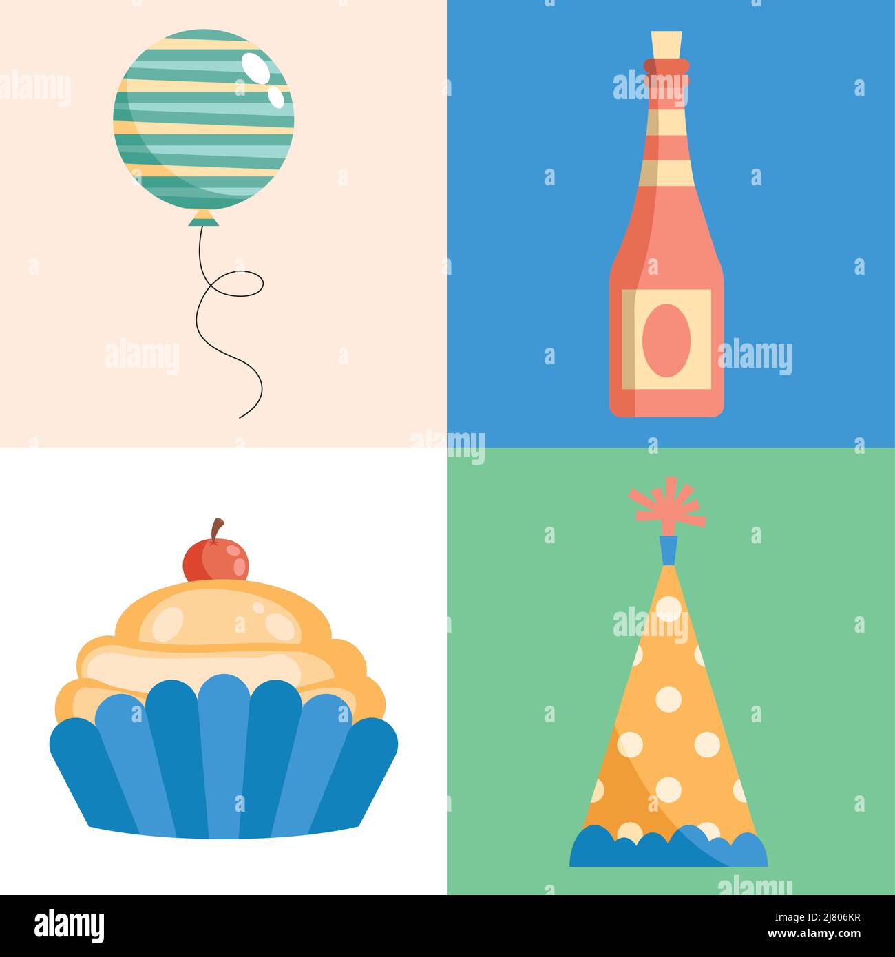 birthday celebration set four icons Stock Vector Image & Art - Alamy