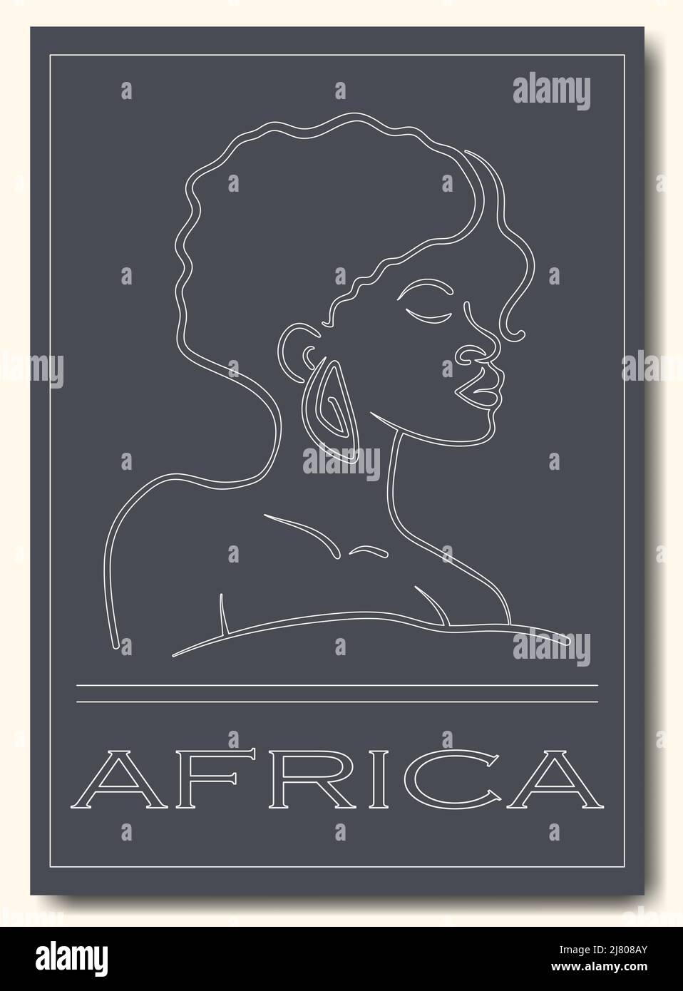 African woman portrait line drawing black poster Stock Vector Image ...
