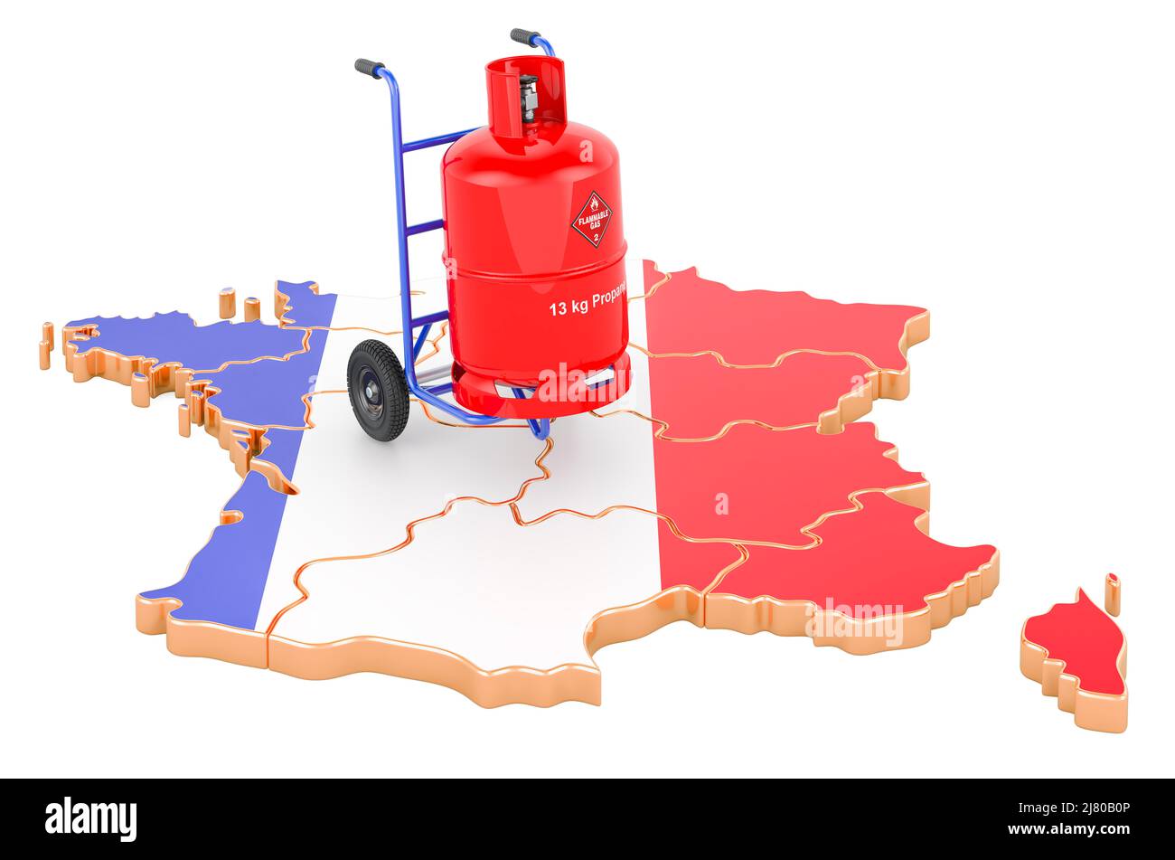 French map with propane gas cylinder on hand truck. Gas Delivery ...