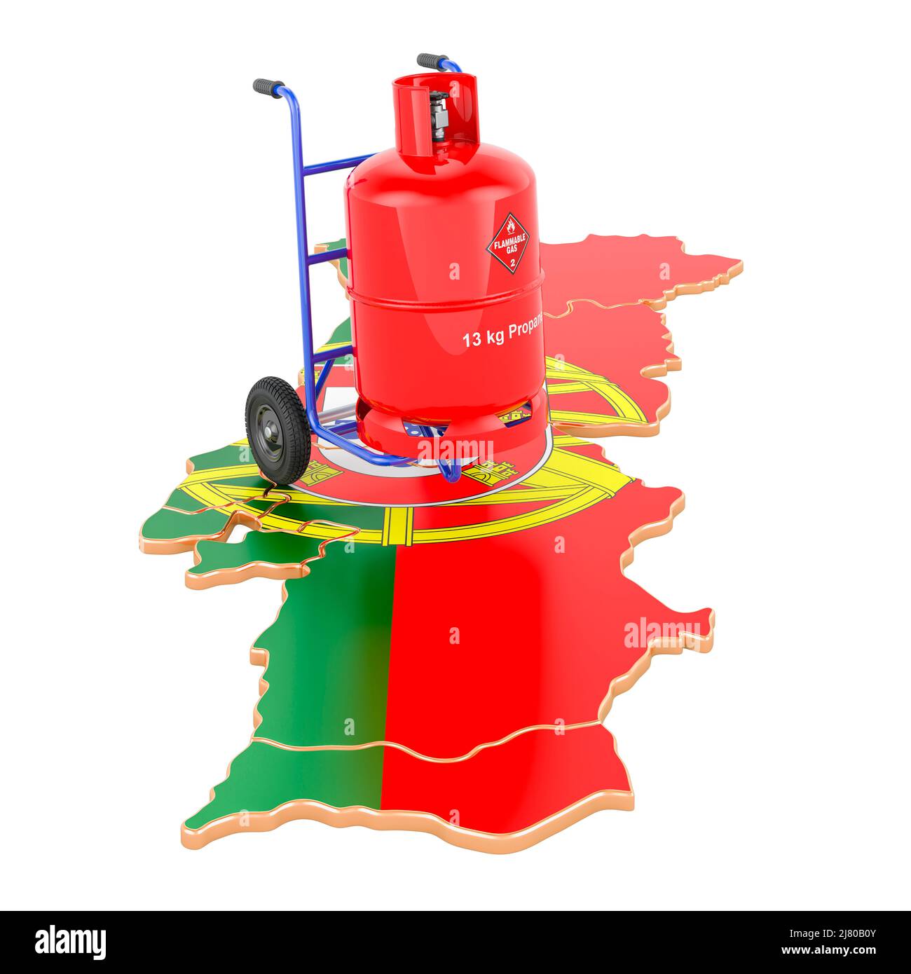 Portuguese map with propane gas cylinder on hand truck. Gas Delivery ...