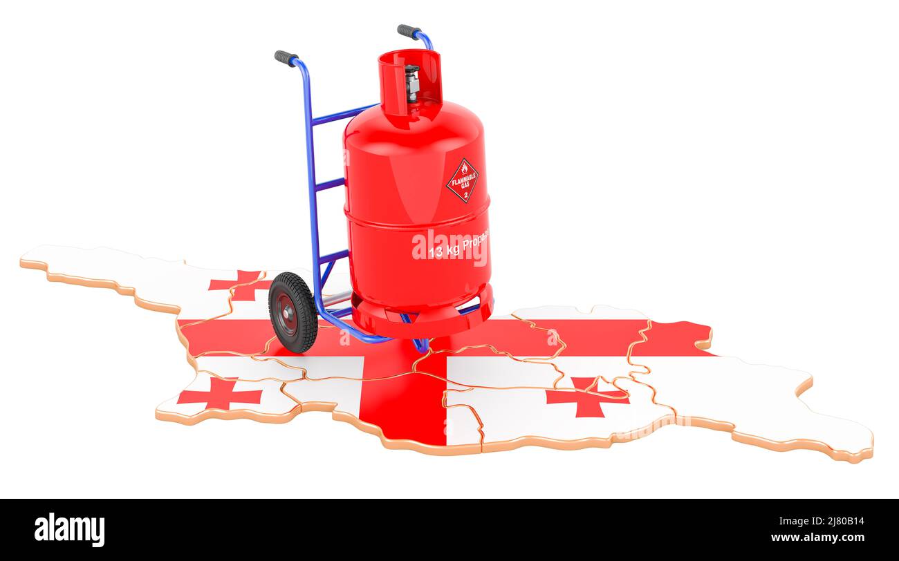 Georgian map with propane gas cylinder on hand truck. Gas Delivery ...