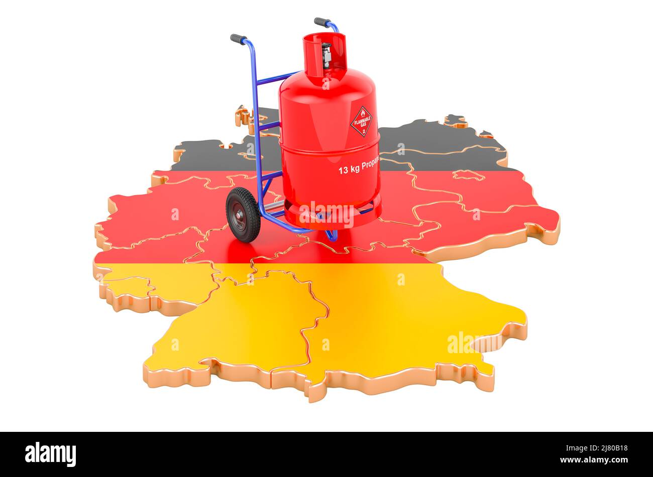 German map with propane gas cylinder on hand truck. Gas Delivery ...