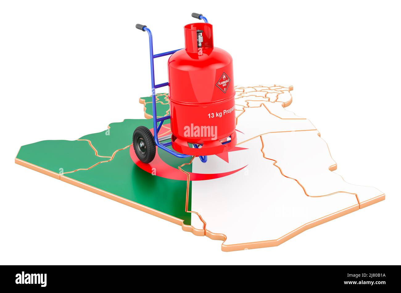 Algerian map with propane gas cylinder on hand truck. Gas Delivery ...